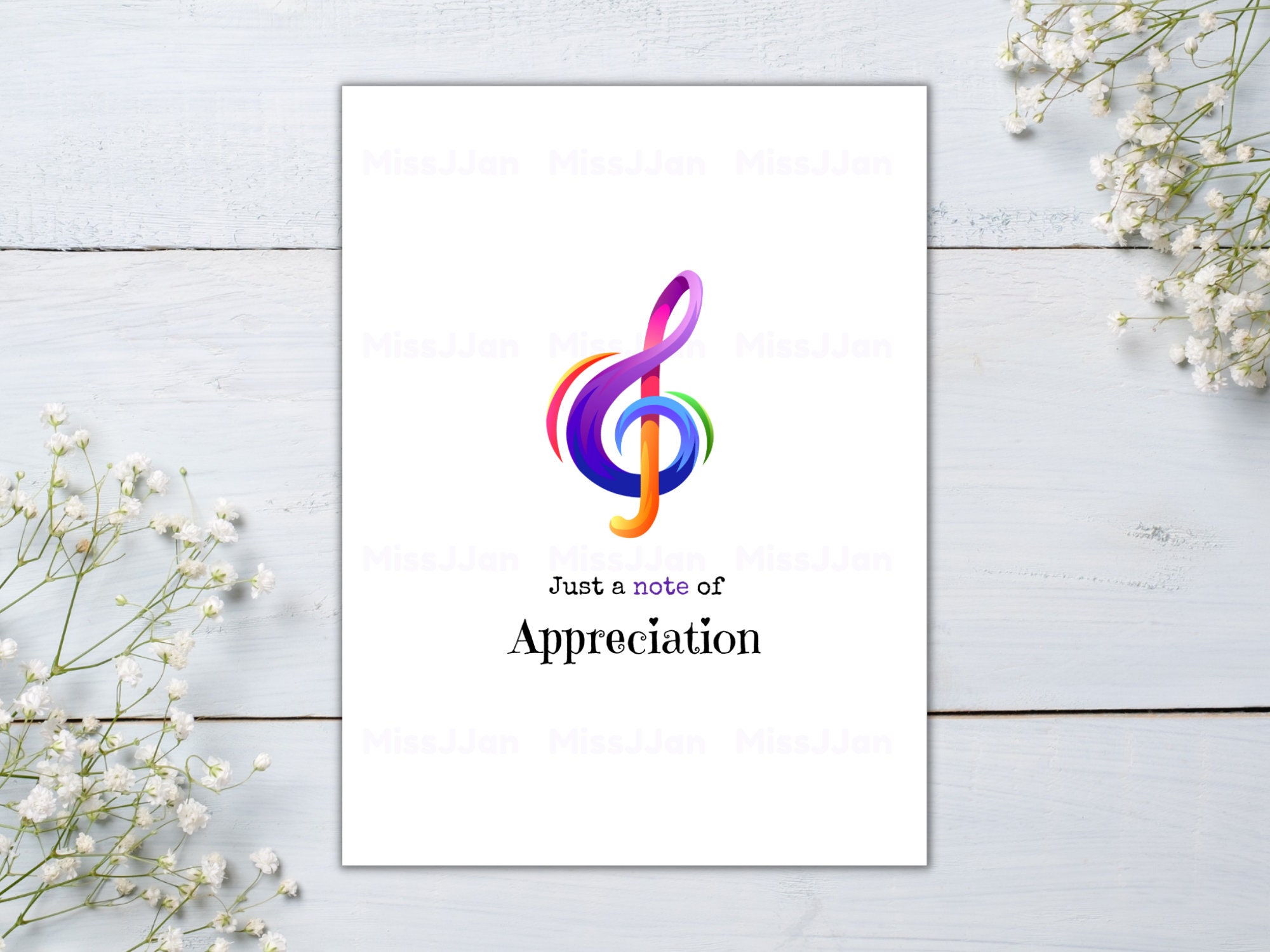 Music Thank You Card, Music Greeting Card, Teacher Appreciation Card ...