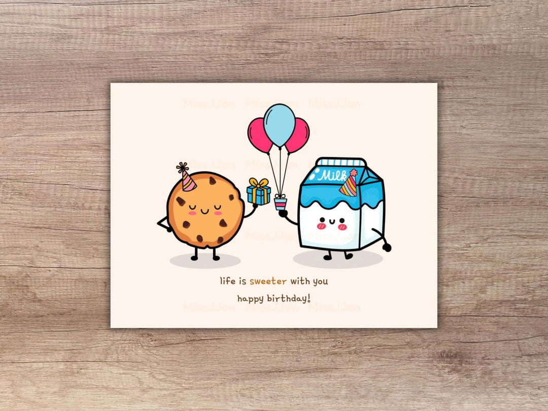 Cookie Birthday Card, Printable Greeting Card, PDF Digital Download - Etsy