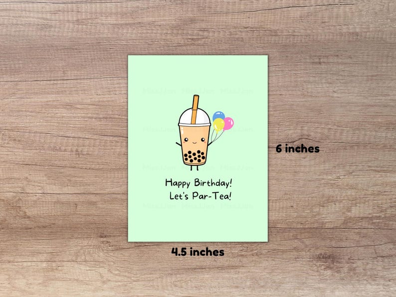 Bubble Tea Birthday Card Printable, Boba Birthday Card Digital Download ...
