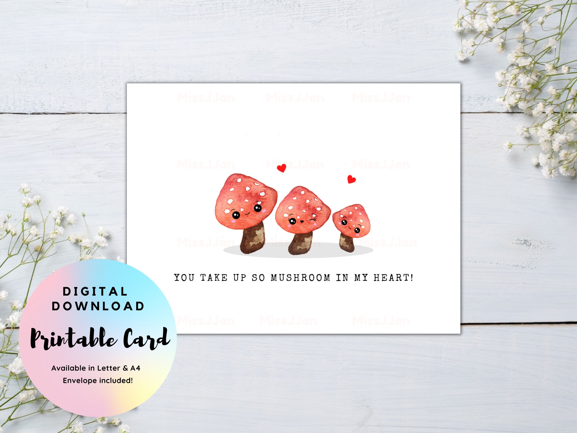 Valentine's Day Card, Mushroom Love Card, Mushroom Pun Card, Food Pun ...