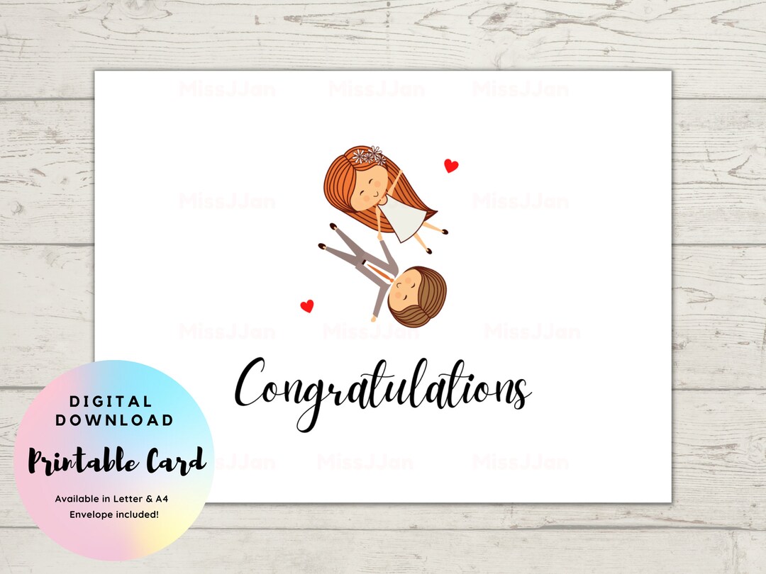 Cute Wedding Congratulations Card Wedding Card Digital - Etsy