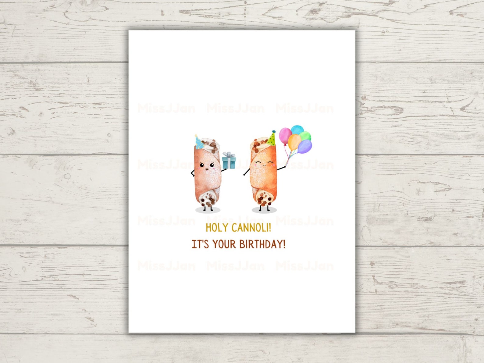 Cute Cannoli Birthday Card, Birthday Pun Card, Food Pun Card, Digital ...