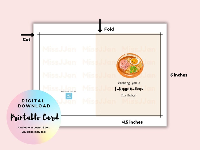 Ramen Birthday Card, Ramen Pun Card, Cute Food Pun Card, PDF Digital ...