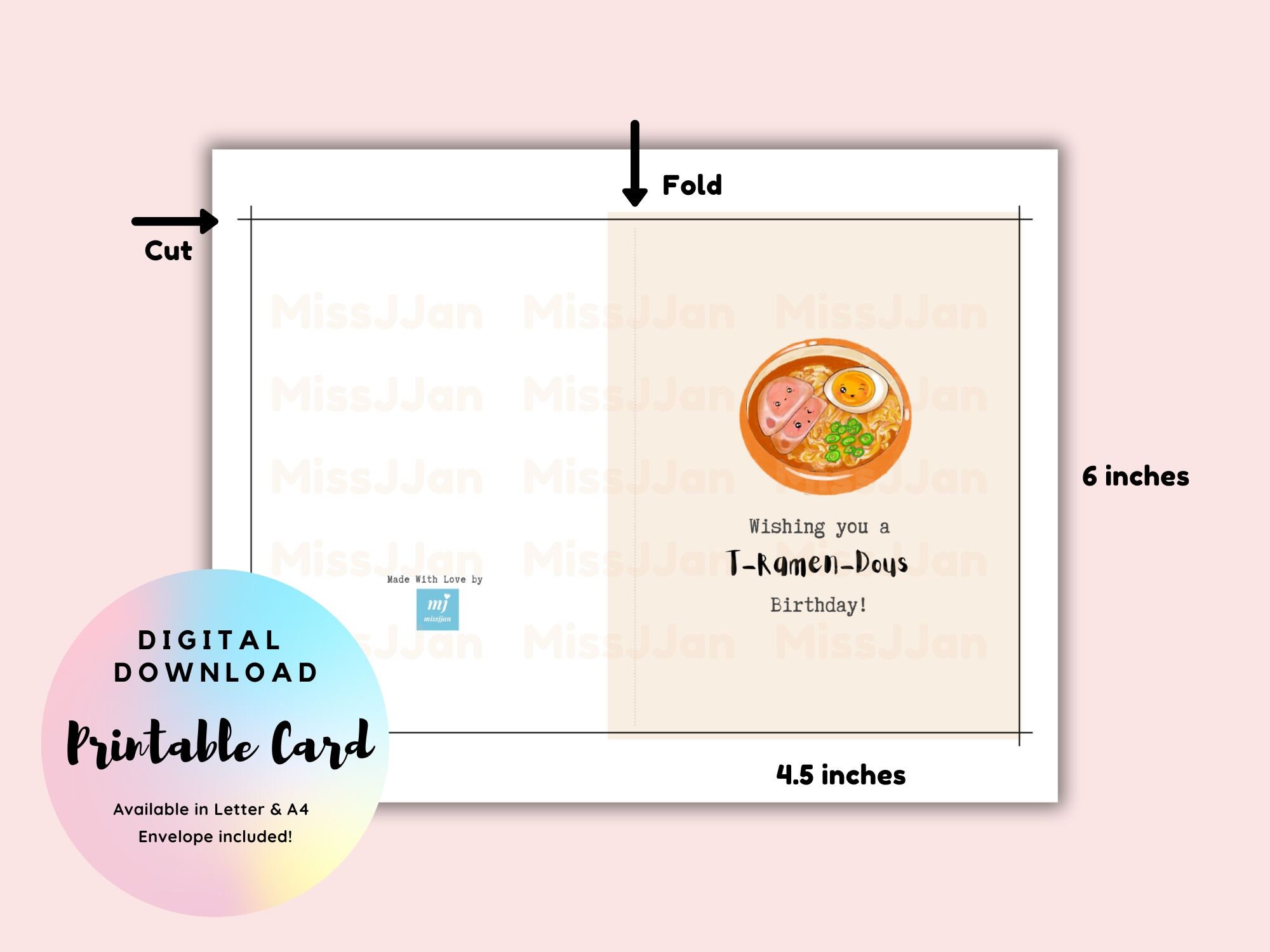 Ramen Birthday Card, Ramen Pun Card, Cute Food Pun Card, PDF Digital ...