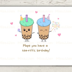Tea-riffic Birthday Card, Birthday Pun Card Printable, Digital Download ...
