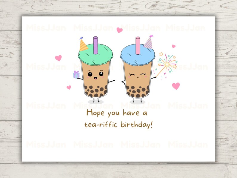 Tea-riffic Birthday Card, Birthday Pun Card Printable, Digital Download ...