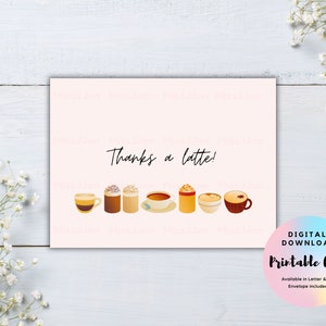 Latte Thank You Card, Thank You Pun Card, Coffee Thank You Card, PDF ...
