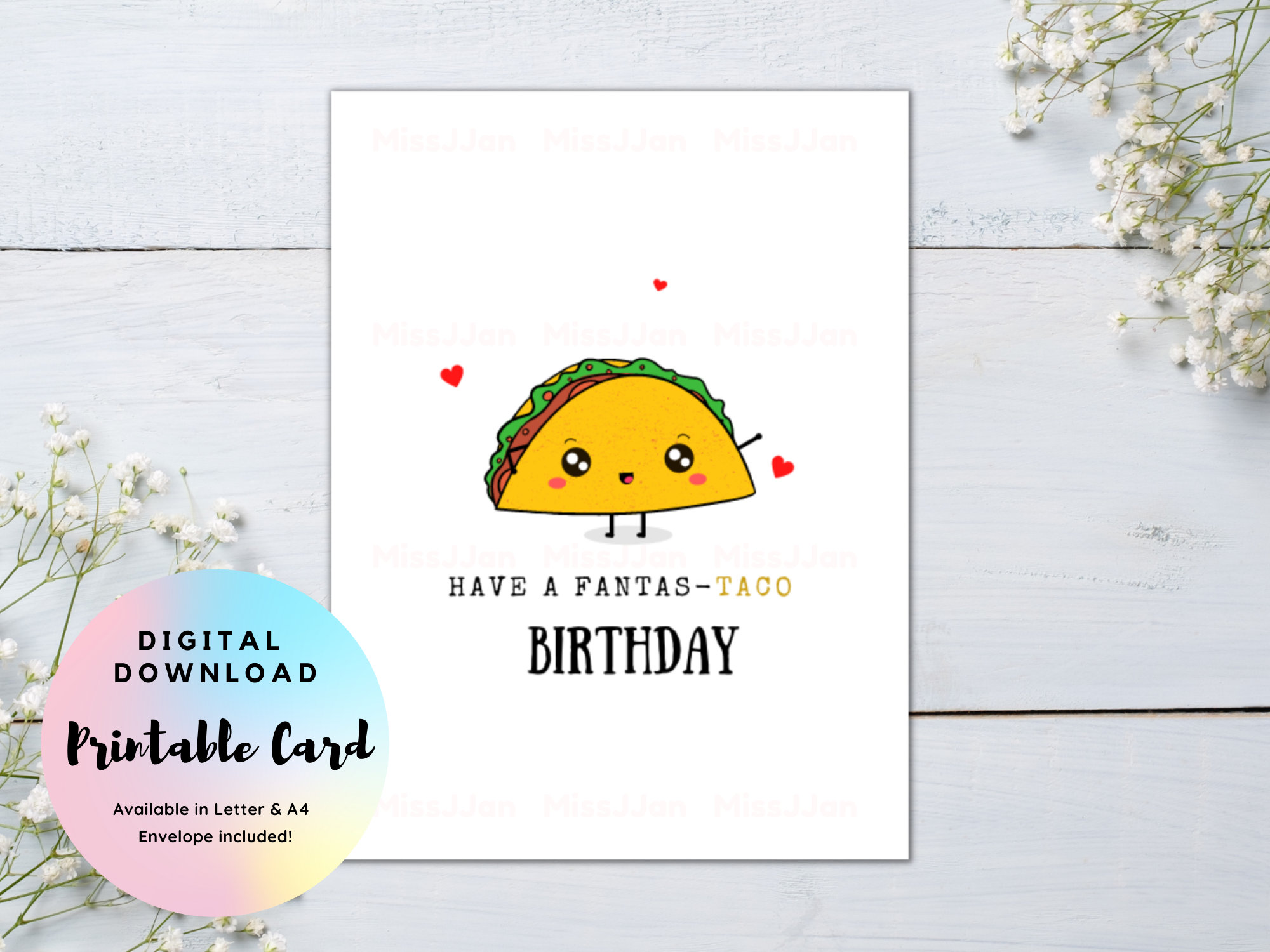 Taco Birthday Card, Food Pun Birthday Card, Birthday Card Printable ...
