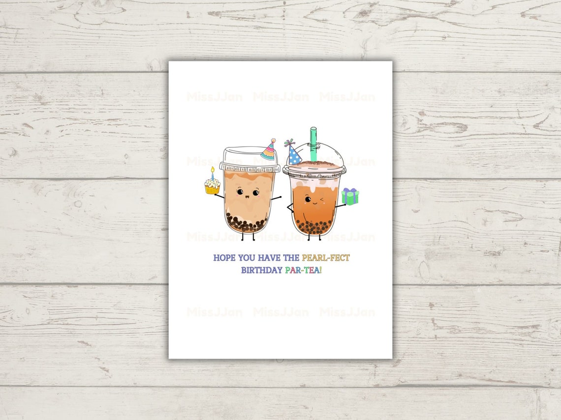 Bubble Tea Birthday Card Bubble Tea Pun Card Boba Tea - Etsy