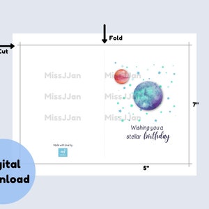 Planet Birthday Card Printable, Printable Birthday Card, Happy Birthday ...