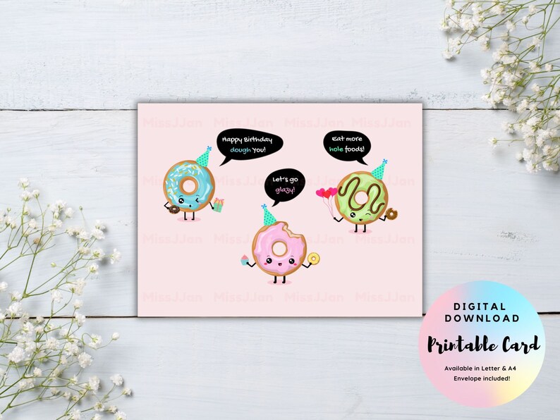 Doughnut Birthday Pun Card, Cute Donut Puns Birthday Card, Humor Funny ...