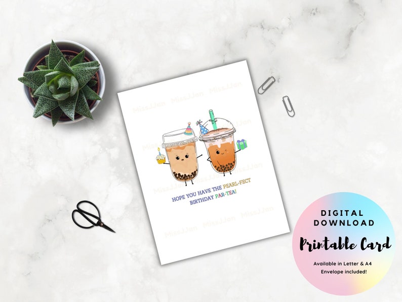 Bubble Tea Birthday Card, Bubble Tea Pun Card, Boba Tea Birthday Card ...