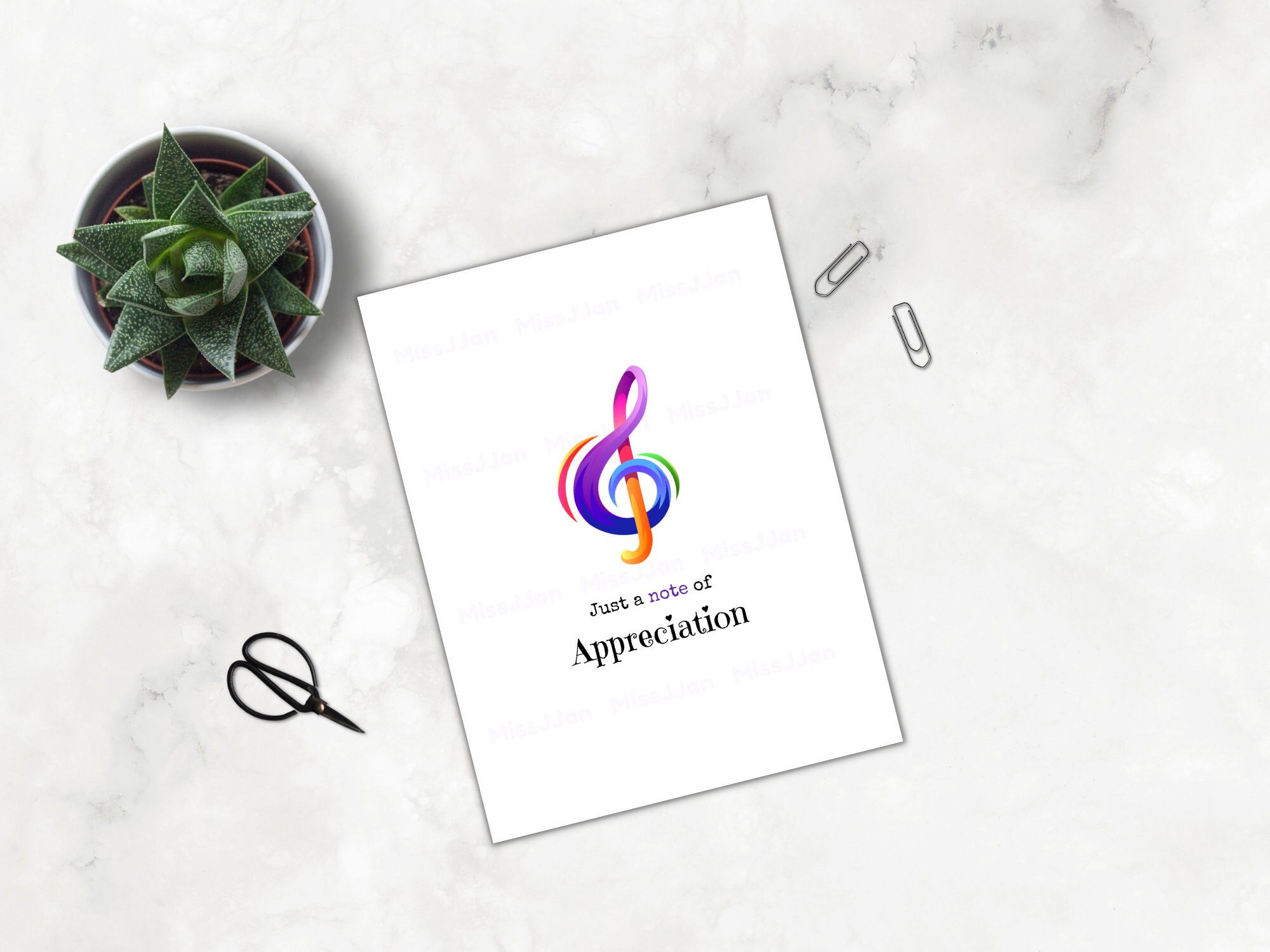 Music Thank You Card, Music Greeting Card, Teacher Appreciation Card ...
