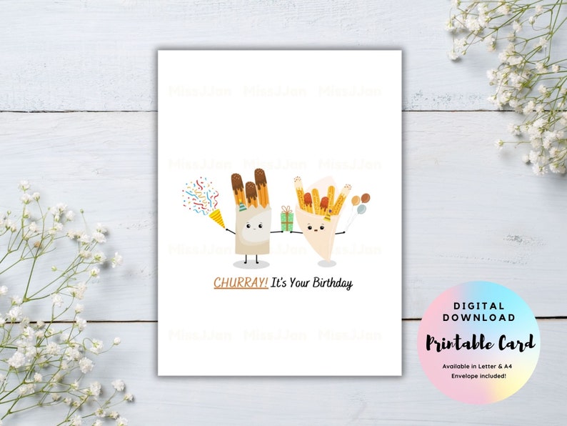Churro Birthday Pun Card, Cute Birthday Food Pun Card, Happy Birthday ...