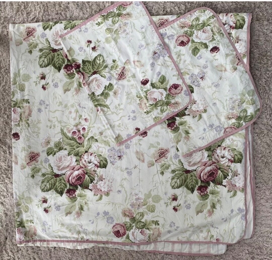 Sanderson Duvet Cover Pillowcases King Floral Roses White Pink W87 L82 ...