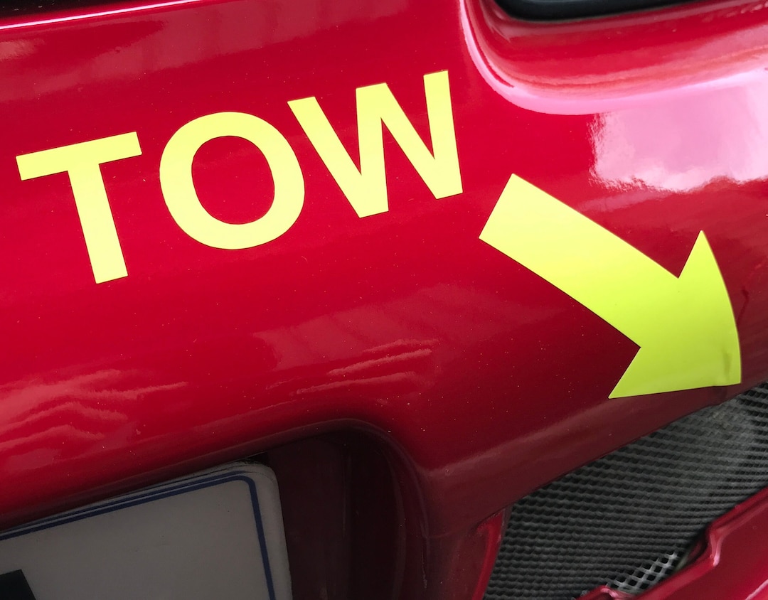 Fluorescent TOW Arrow Stickers X2 (large) - Yellow | Race Rally Track ...
