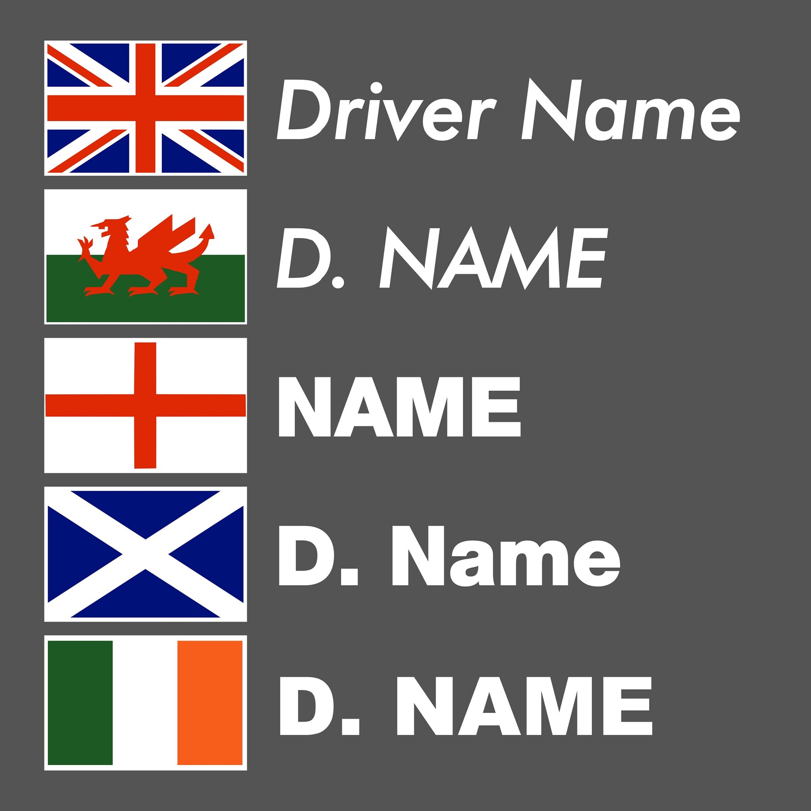 Helmet Driver Name stickers with flags MSA race rally car | Etsy