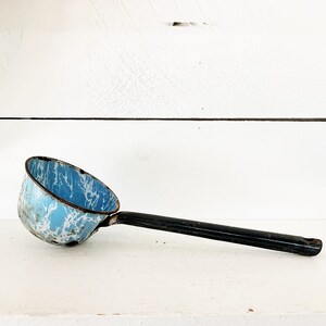 Vintage Large Rustic Blue and White Spatterware Ladle/enamelware Ladle ...