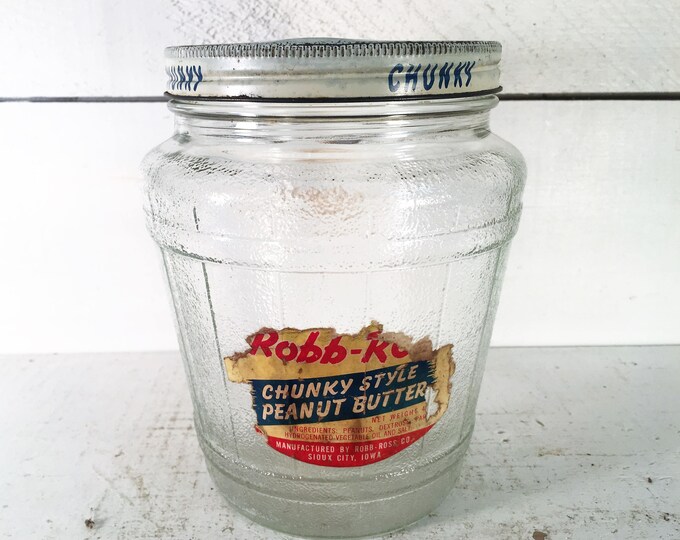 Robb Ross Chunky Peanut Butter Glass Jar With Original Lid/farmhouse ...