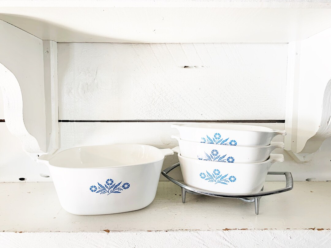 Vintage 5 Piece Corning Ware Glass Baking Dish Collection With Metal ...