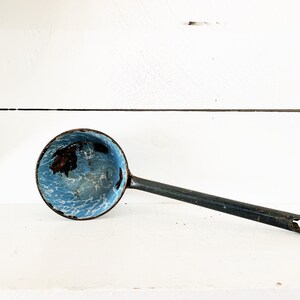 Vintage Large Rustic Blue and White Spatterware Ladle/enamelware Ladle ...