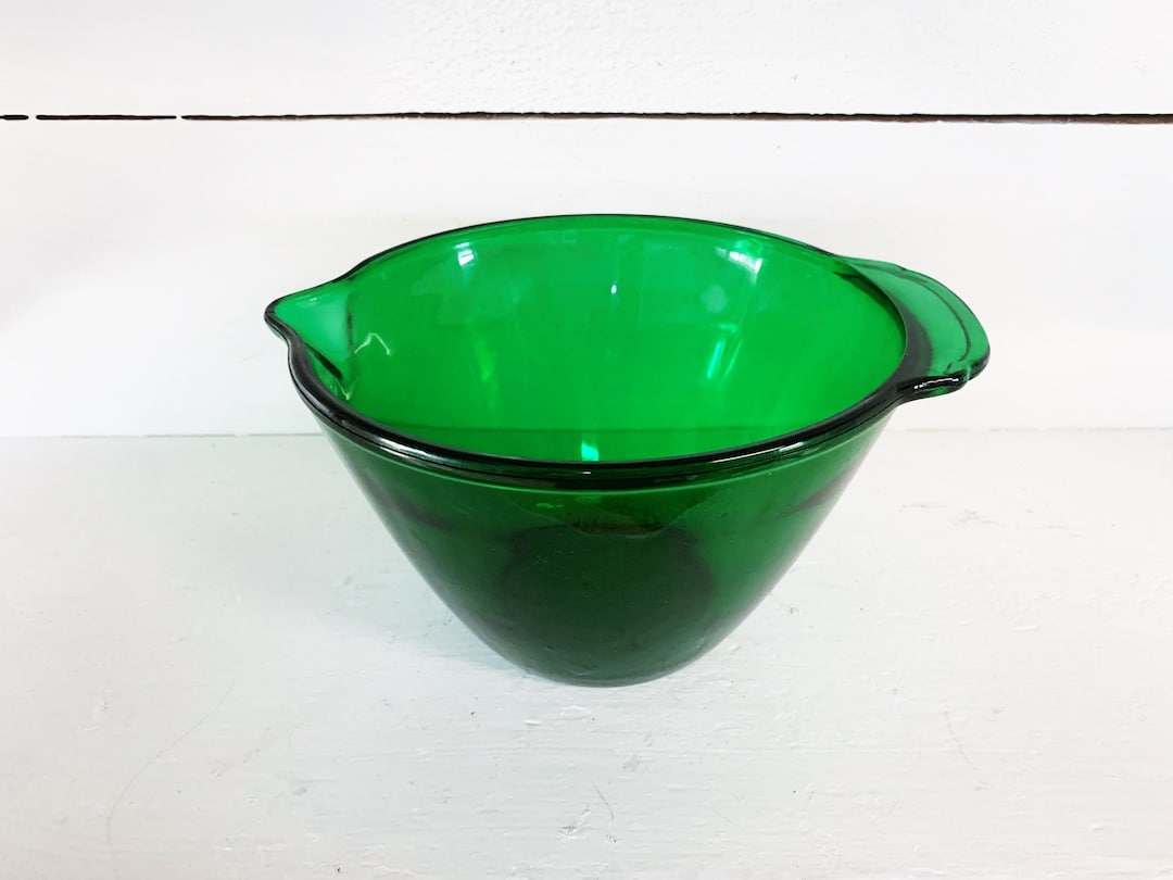 Vintage Anchor Hocking Emerald Green Batter Bowl Christmas Green Glass ...