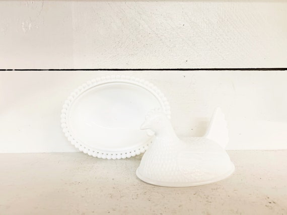 Vintage Large White Milk Glass Nesting Hen/White Nesting Hen | Etsy