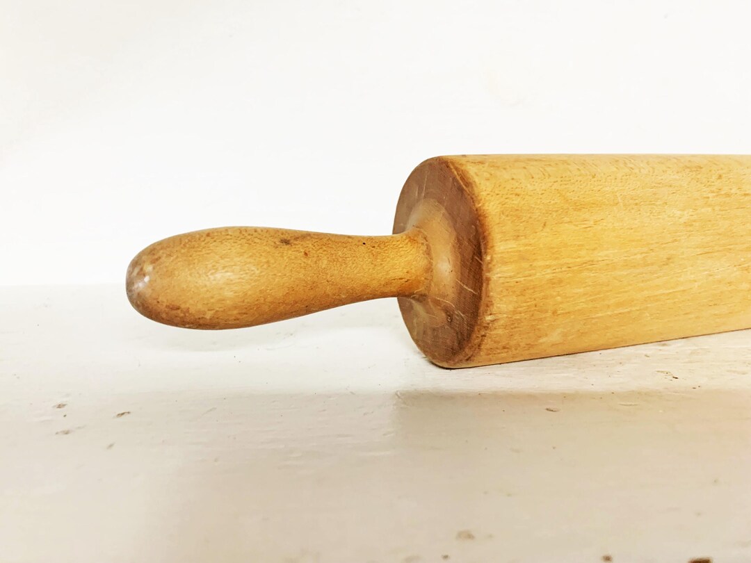 Large Antique Smooth Wood Rolling Pin Farmhouse Kitchen Large Wooden ...