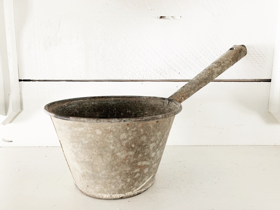 Large Vintage Rustic Galvanized Steel Scoop/ladle/farmhouse Kitchen ...
