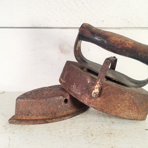 Rustic Antique Wooden and Cast Iron Hand Iron/farmhouse Kitchen Rustic ...