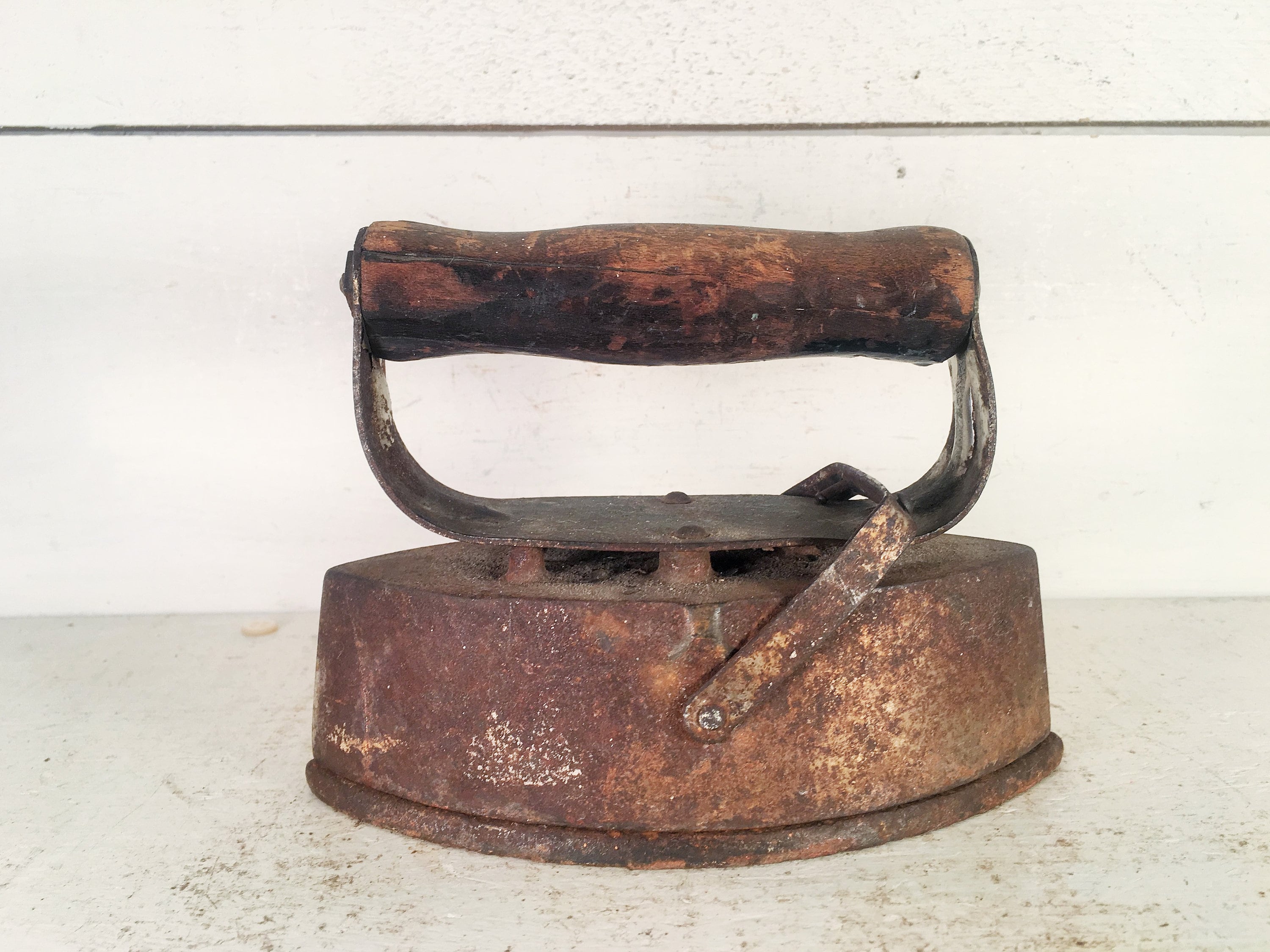 Rustic Antique Wooden and Cast Iron Hand Iron/farmhouse | Etsy