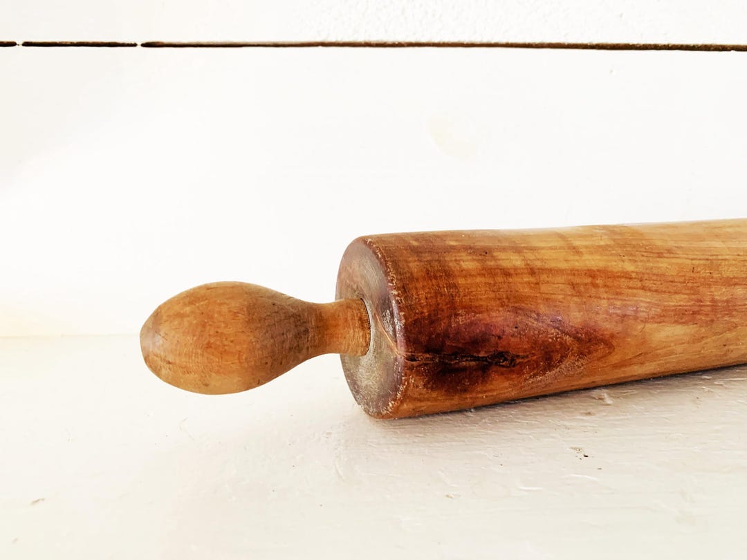Large Antique Smooth Wood Rolling Pin Farmhouse Kitchen Large Wooden ...