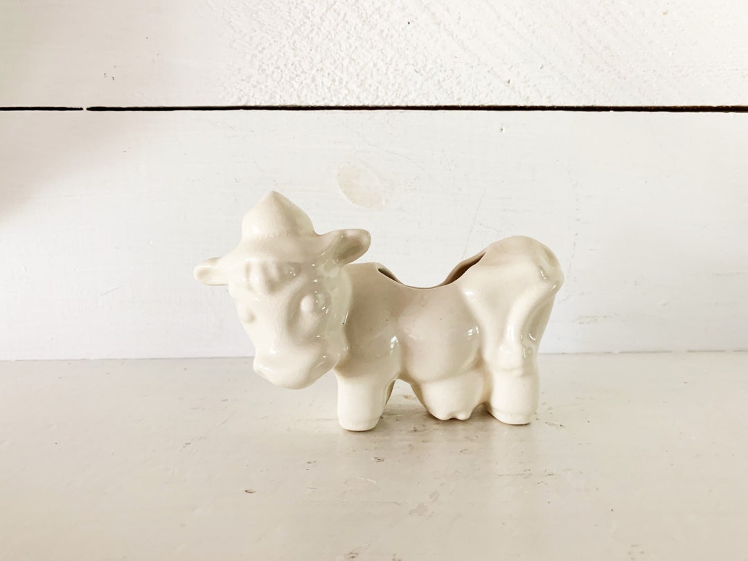 Vintage Cow Ceramic Planter Vase Classic Vintage Retro Pottery Planter ...