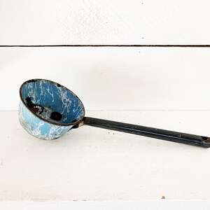 Vintage Large Rustic Blue and White Spatterware Ladle/enamelware Ladle ...
