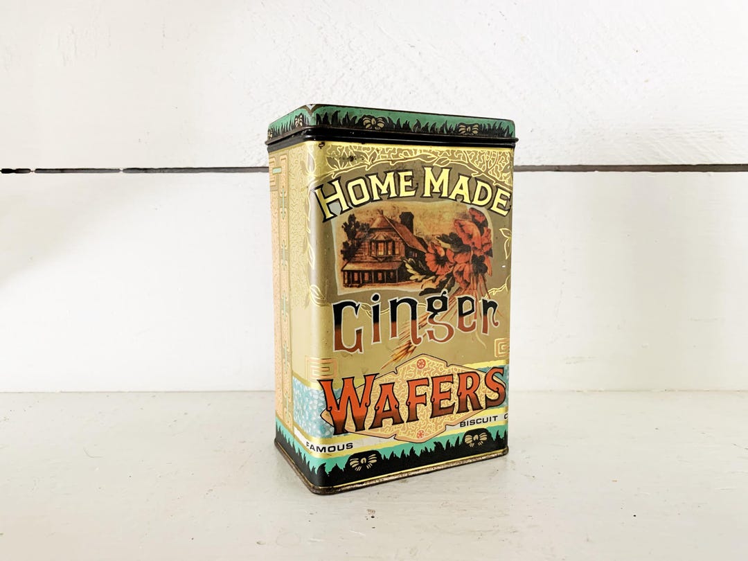 Vintage Designed by Daher Homemade Ginger Wafers Biscuit Tin ...