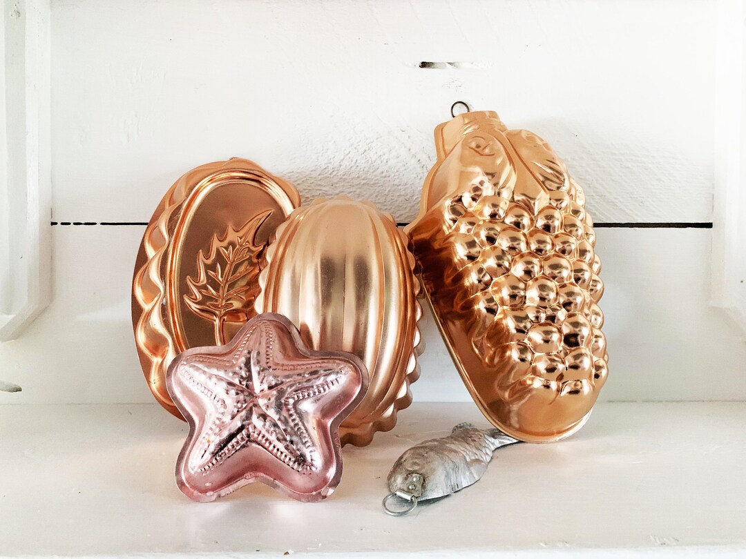 Set of 5 Vintage Copper Over Aluminum Jello/pudding Molds/farmhouse ...