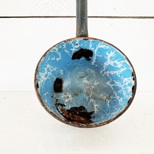 Vintage Large Rustic Blue and White Spatterware Ladle/enamelware Ladle ...