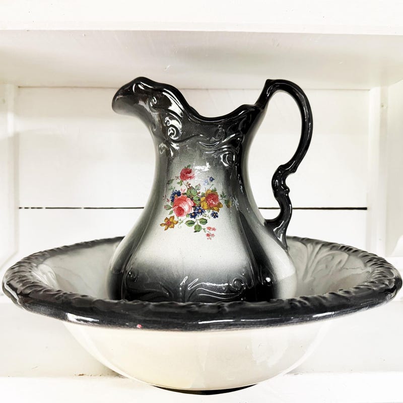 Antique Wash Basin and Pitcher - Etsy