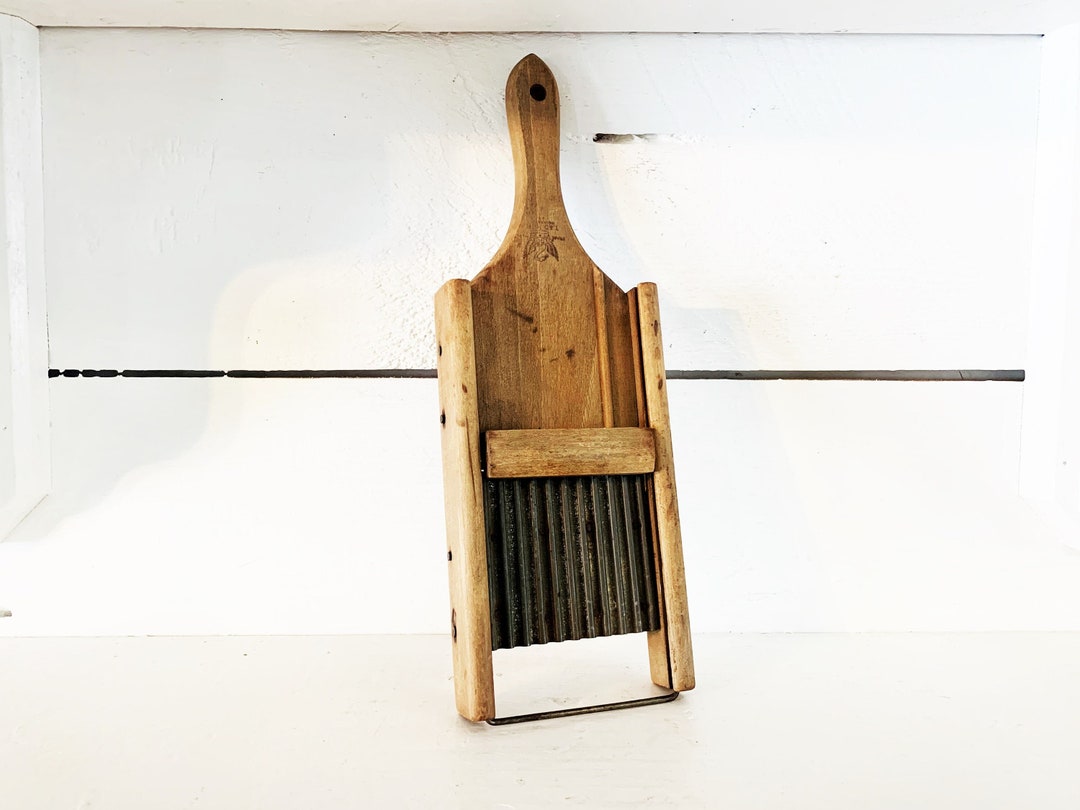 Primitive Wooden & Steel Handheld Produce Cheese Slicer Antique Wooden ...