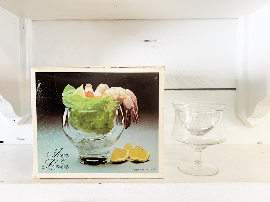 Vintage Set of 4 Glass Icers and Liners/shrimp Cocktail Ice Glasses ...