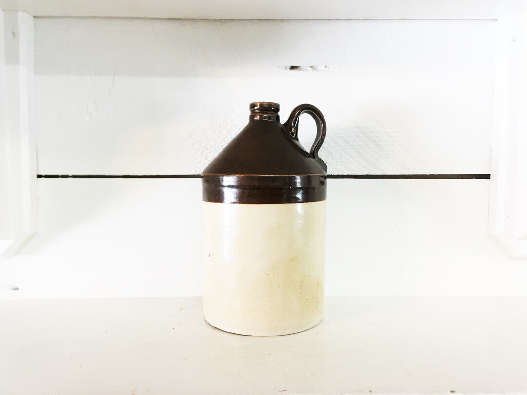 Vintage 9" Tall Stoneware 2 Tone Brown Finger Jug/stoneware Finger ...