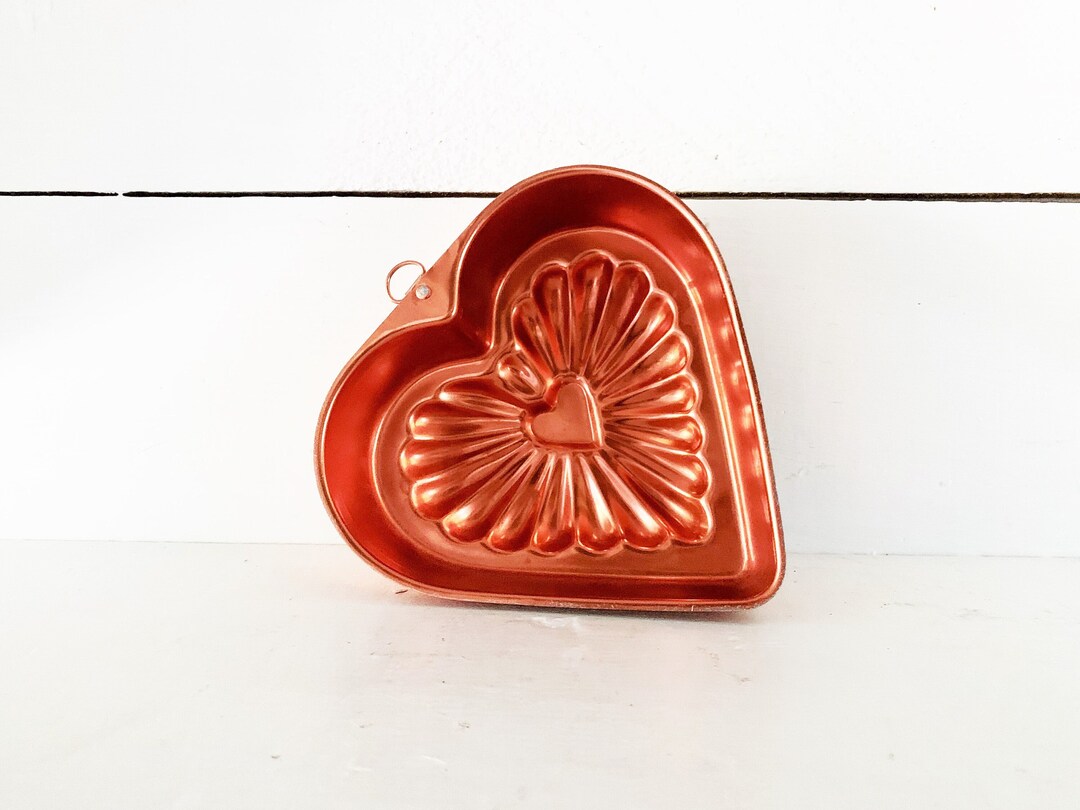 Small Heart Shaped Copper Jello Pudding Mold Farmhouse Kitchen Copper ...