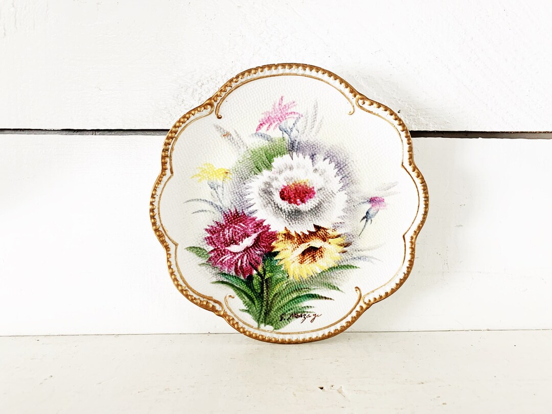 Vintage Ucagco Signed 8" Hand Painted Dimpled Matte Finish Plate ...