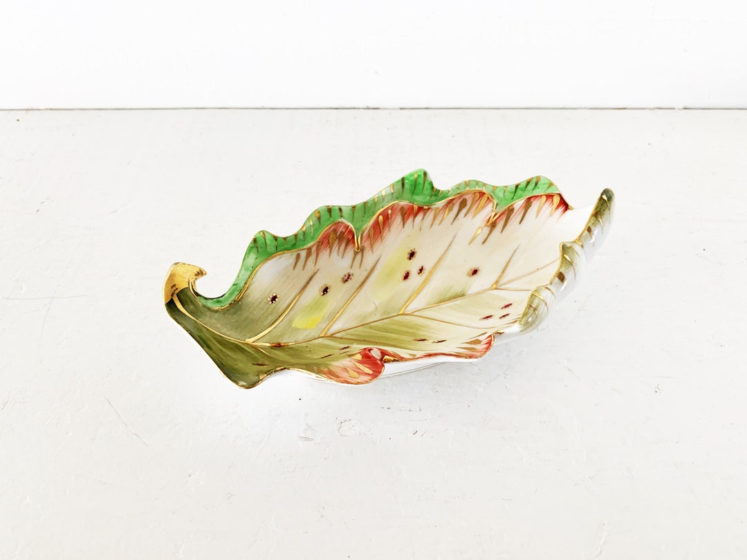 Antique Prussian Small Leaf Shaped Candy/mint Dish/german Fine China ...