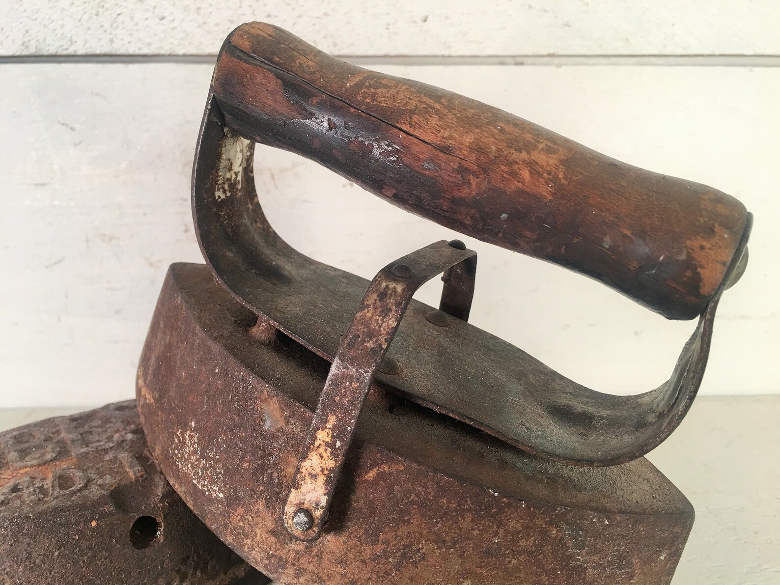 Rustic Antique Wooden and Cast Iron Hand Iron/farmhouse | Etsy