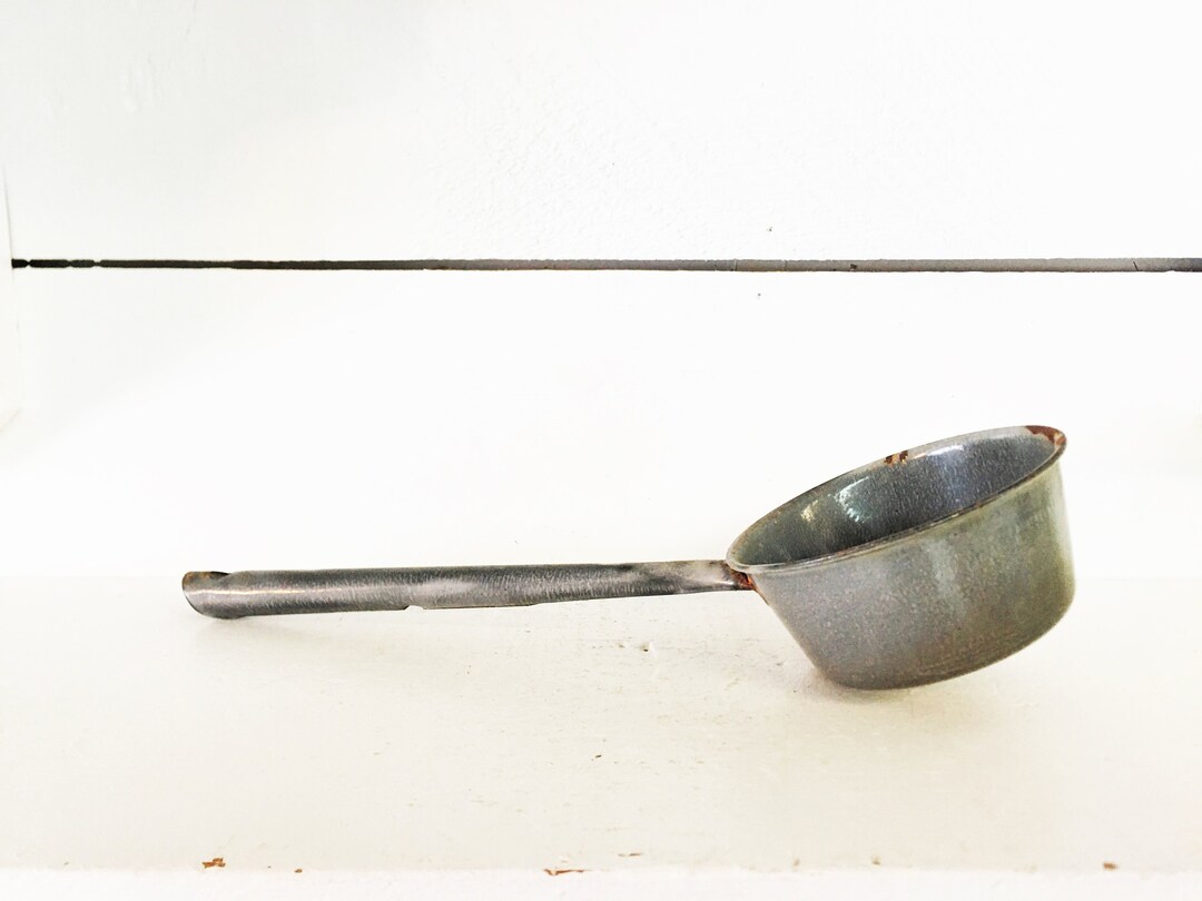 Vintage Graniteware Ladle/farmhouse Kitchen Vintage Gray Enamelware ...