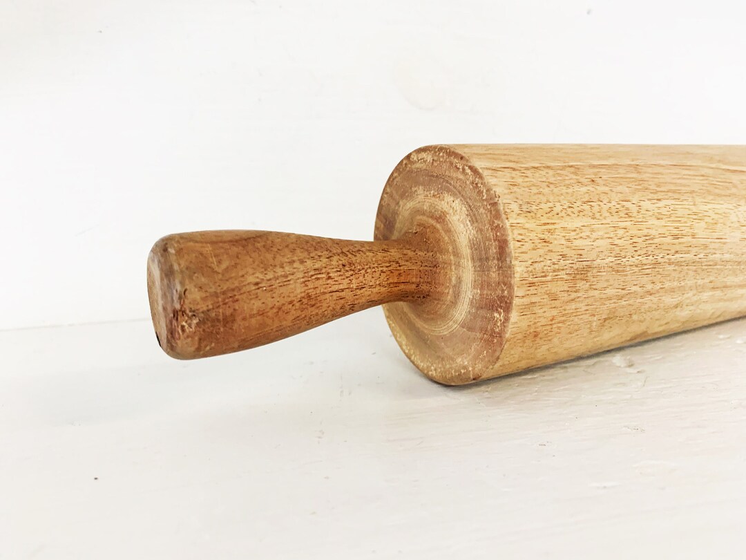 Large Antique Smooth Solid Heavy Wood Rolling Pin Wooden Rustic Rolling ...