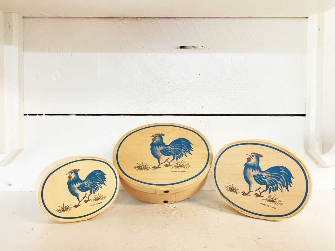 Set of 3 Wooden Chicken Themed Oval Nesting Boxes/thin Balsa Wood ...