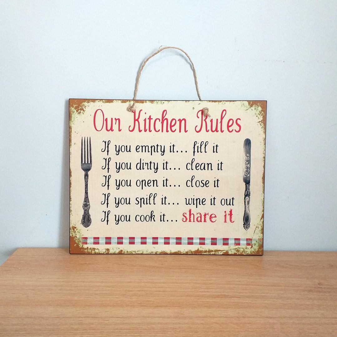Funny Kitchen Sign Our Kitchen Rules, Housewarming Gift, Wall Decoration - Etsy