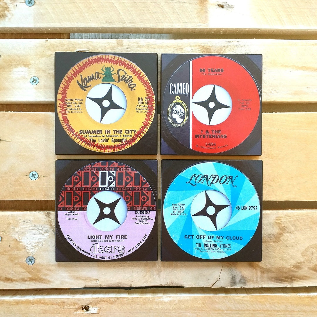 Wood Coasters 45 Vinyl Record Print Set of 4 Pieces, Birthday Gift for ...
